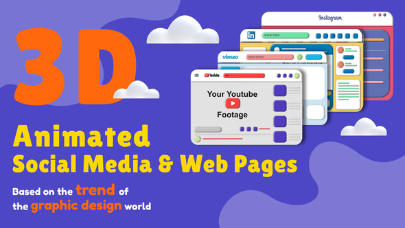 3D Animated Social Media and Web Pages Pack|Animated presentation, After Effects Project Files